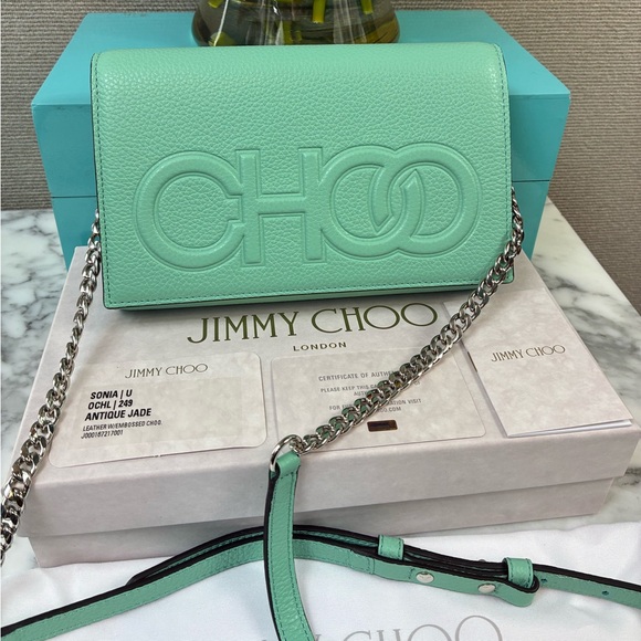 Jimmy Choo | Bags | Nwt Jimmy Choo Antique Jade Green Embossed Leather ...